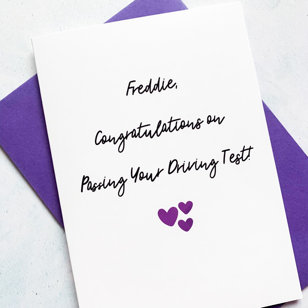 Congratulations Driving Test Card, You've Passed, on Your Driving Test ...
