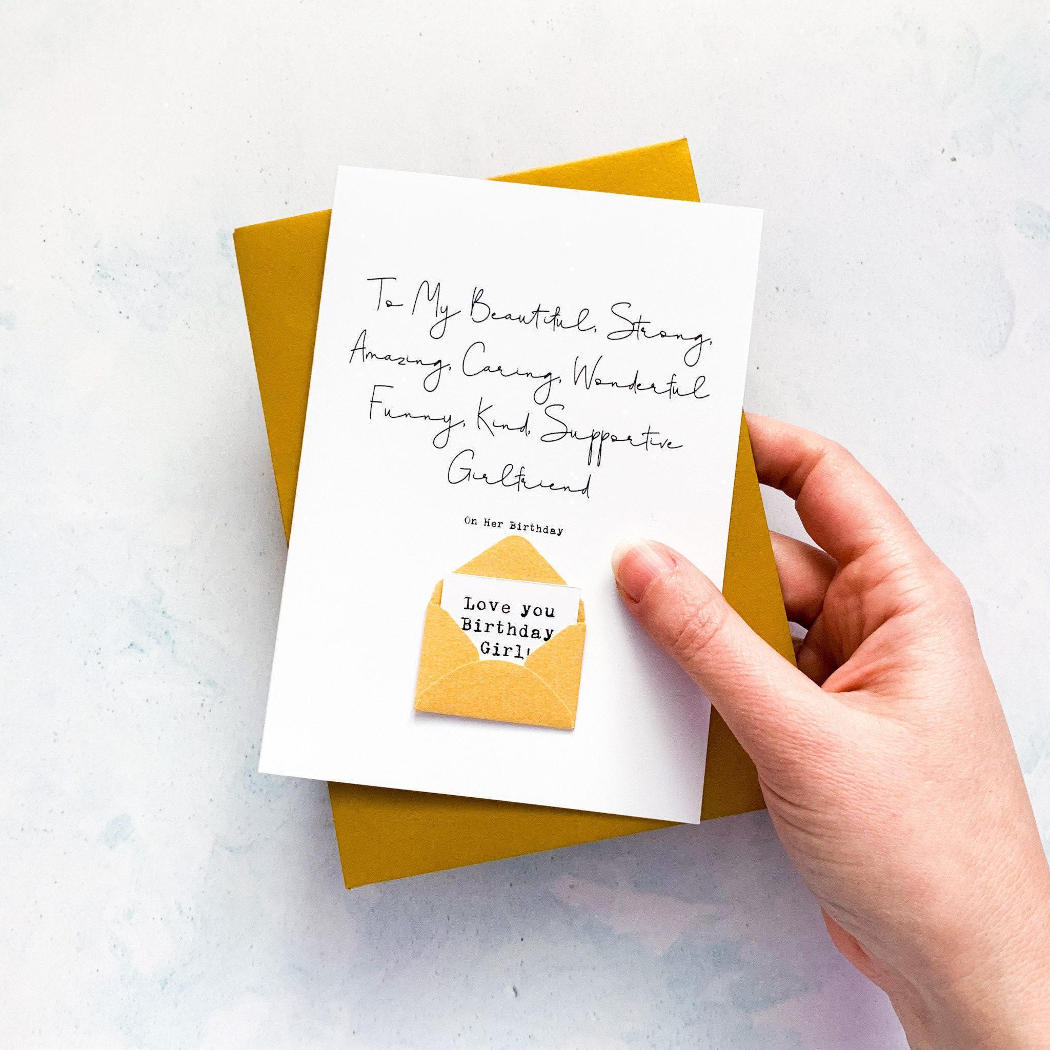 Personalised Birthday Card for Girlfriend: Secret Message Envelope - Etsy
