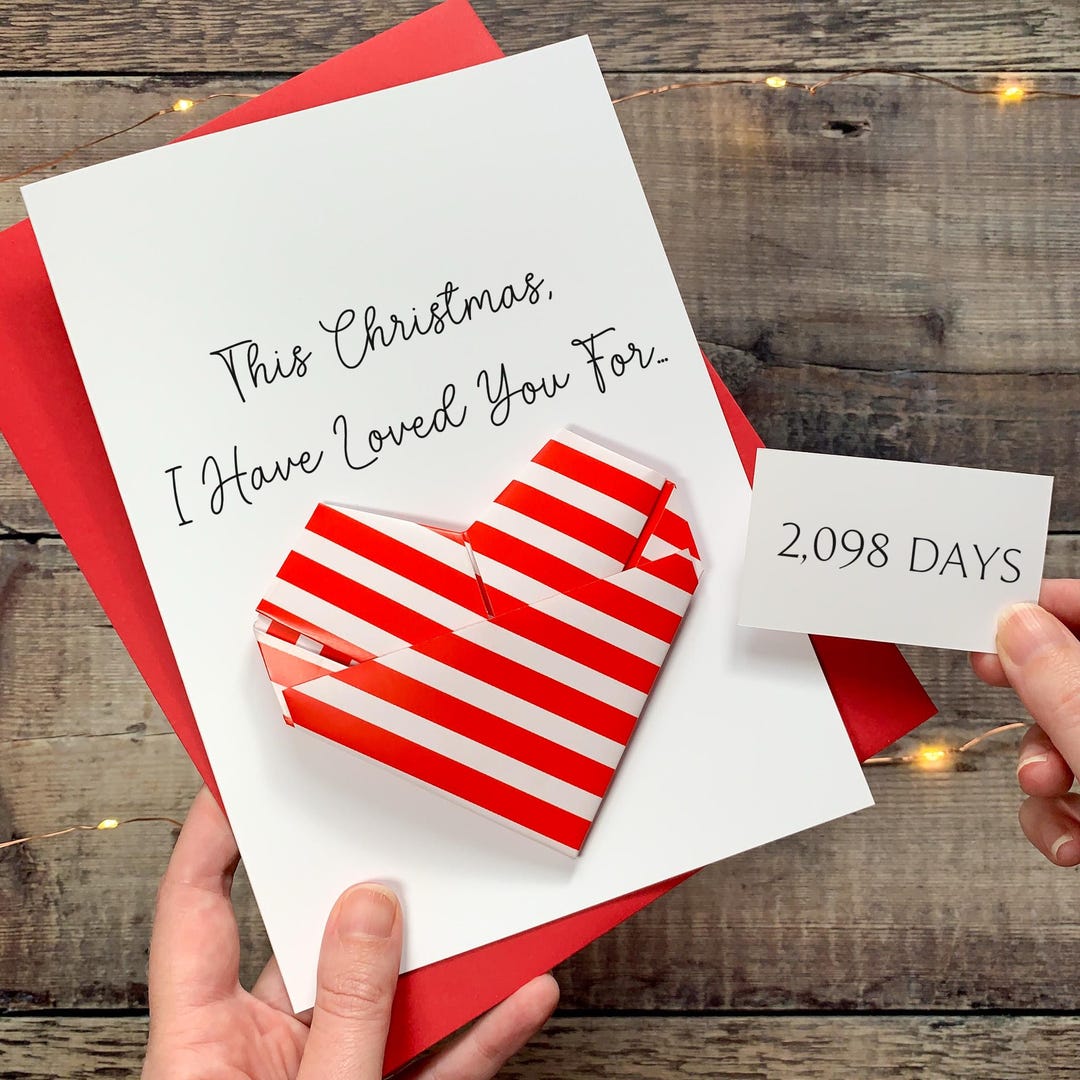 Personalised Christmas Days Card: Origami Heart Keepsake - for Husband ...