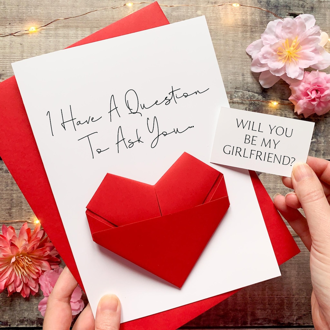 Will You Be My Girlfriend or Boyfriend • Origami Heart Proposal Card ...