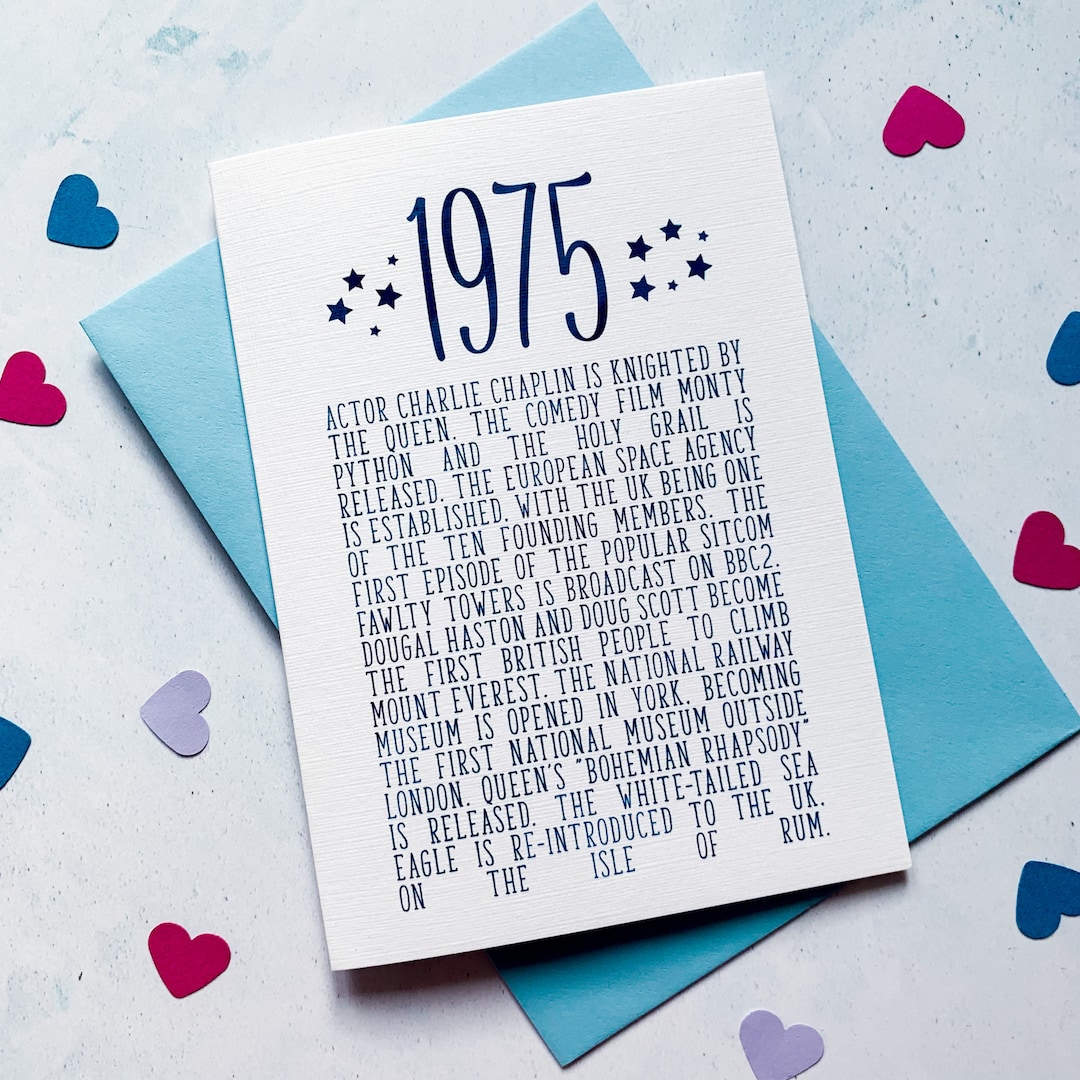 1975 Birthday Card Birthday Card for Her Birthday Card for - Etsy