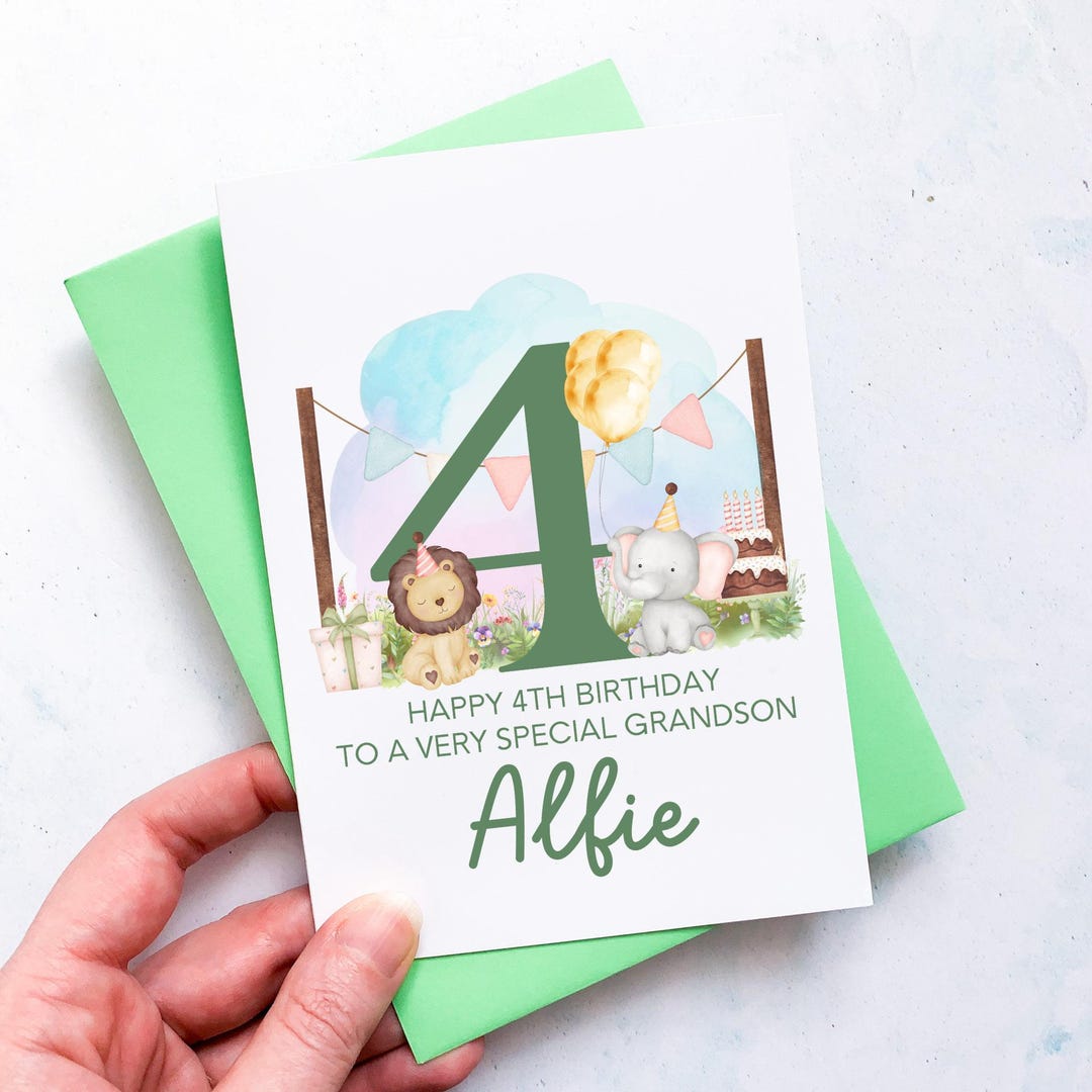Personalised 4th Birthday Card, Son Grandson Nephew Godson Little Boy ...