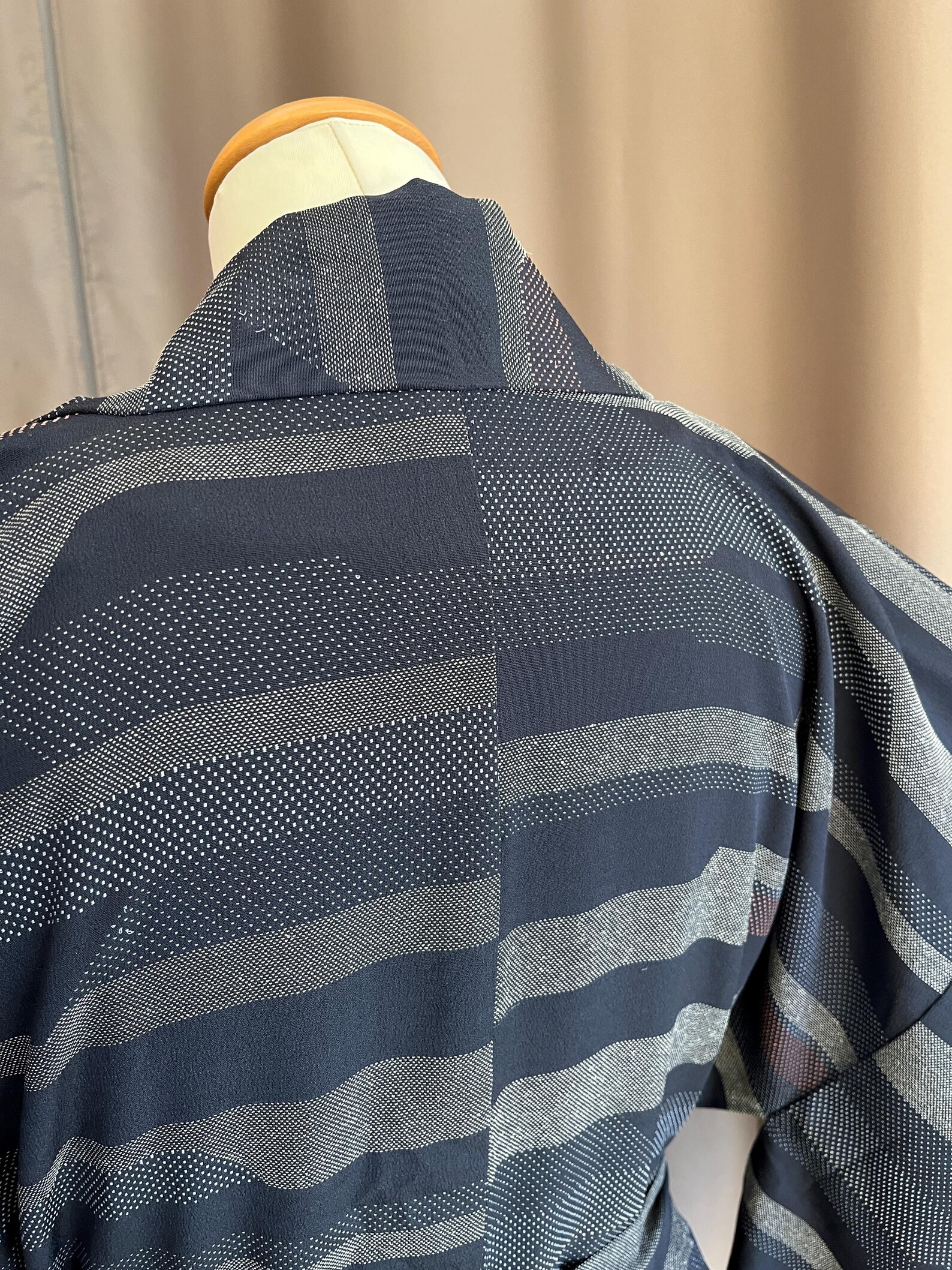 Unisex Wrap Kimono Robe, Blue and Grey Geometric, Asian Style Clothes ...