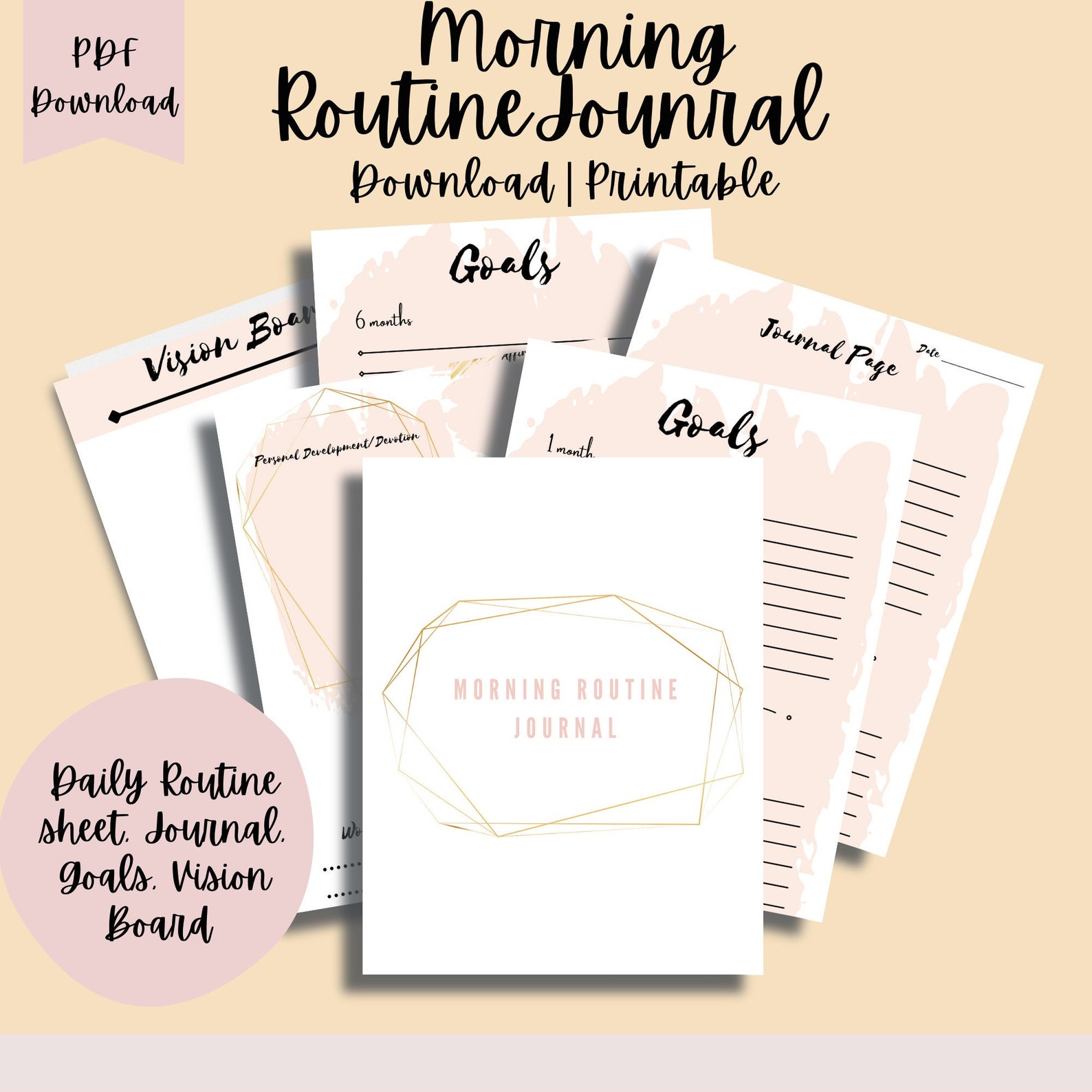 Morning Routine Digital Download Downloadable PDF Daily Routine Journal ...