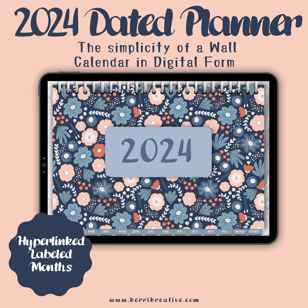 2024 Digital Monthly Calendar Dated Digital Planner Dated - Etsy