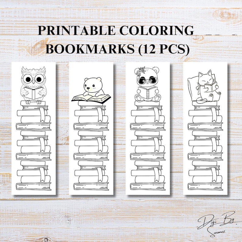Printable Coloring Bookmarks for Kids | Cute Animal DIY Reading Tracker ...