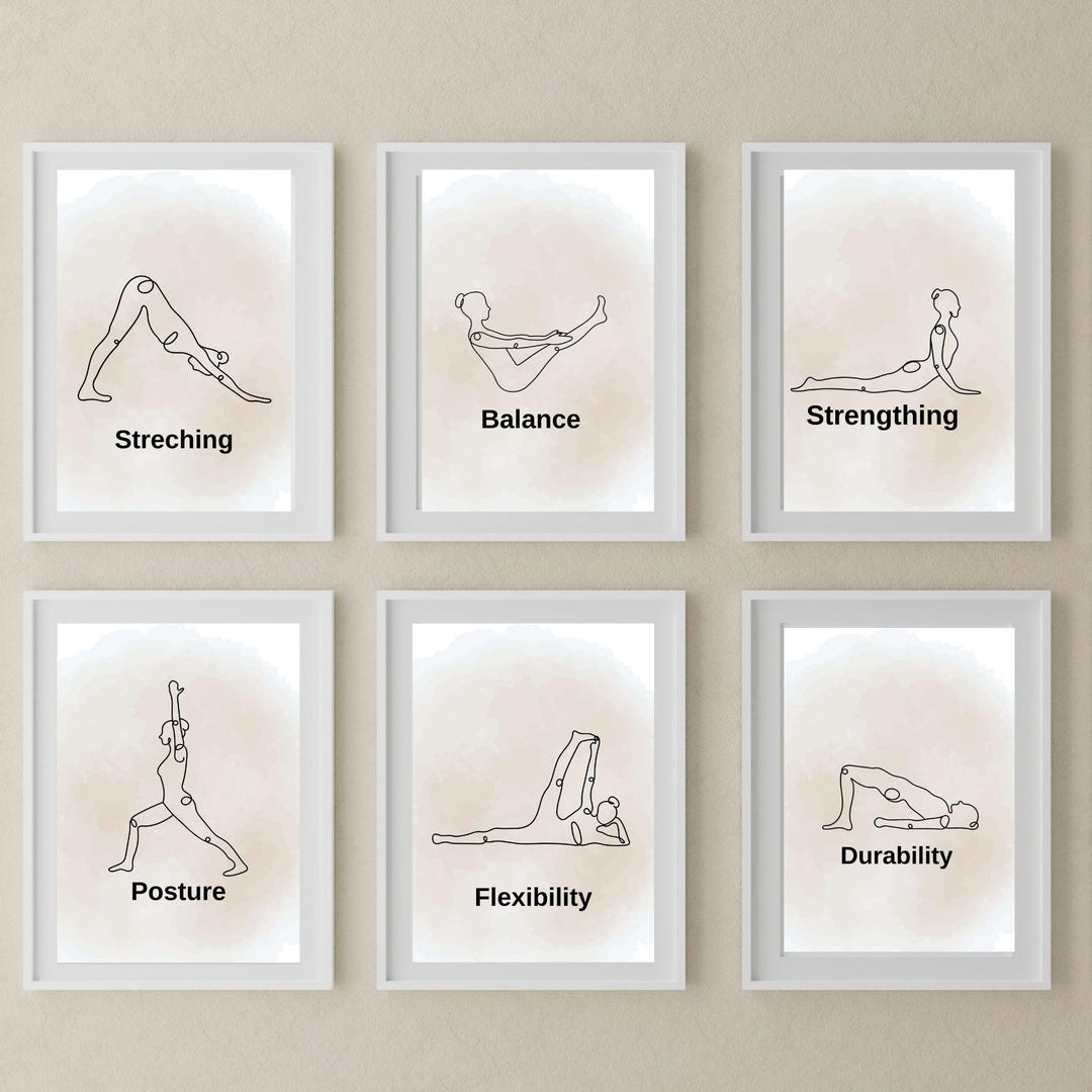 Pilates Printable Wall Art Set, 6 Pieces Digital Wall Art, Bestfriend ...