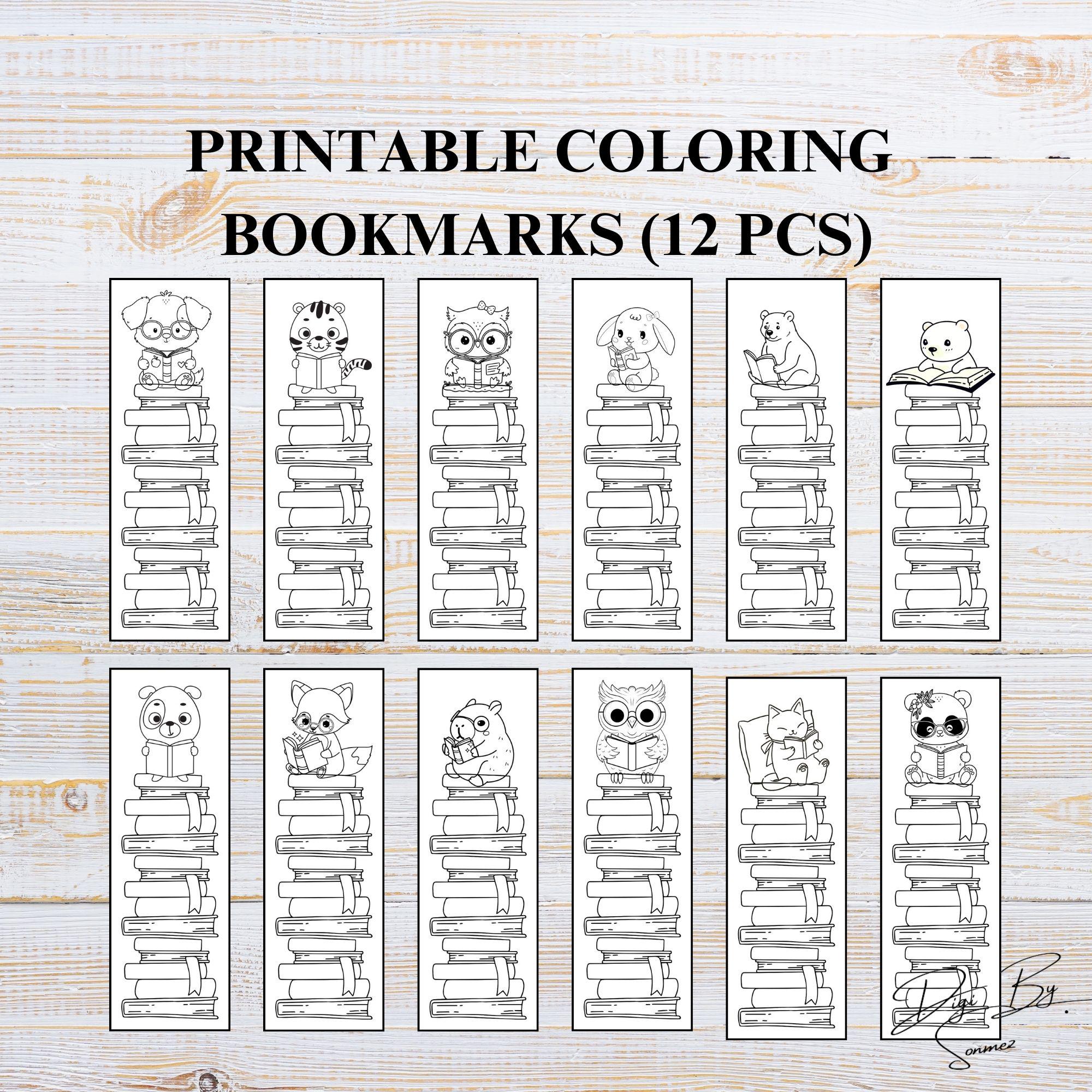 Cute Animal Printable Bookmarks for Kids | Fun & Interactive First Reading Gift With Coloring ...