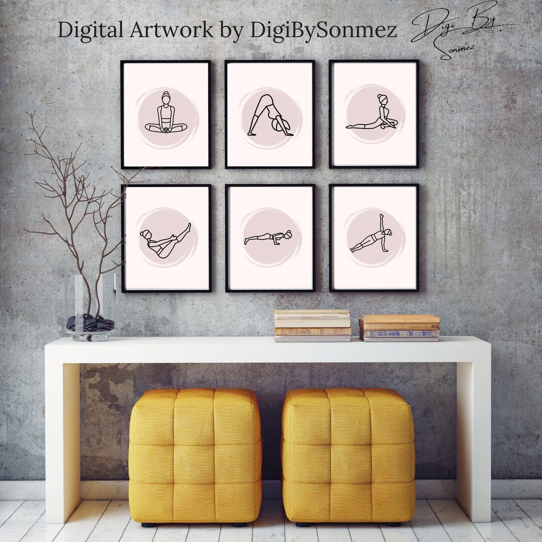 Pilates Printable Wall Art 6 Piece Wall Art Pilates Line Art Set Health ...