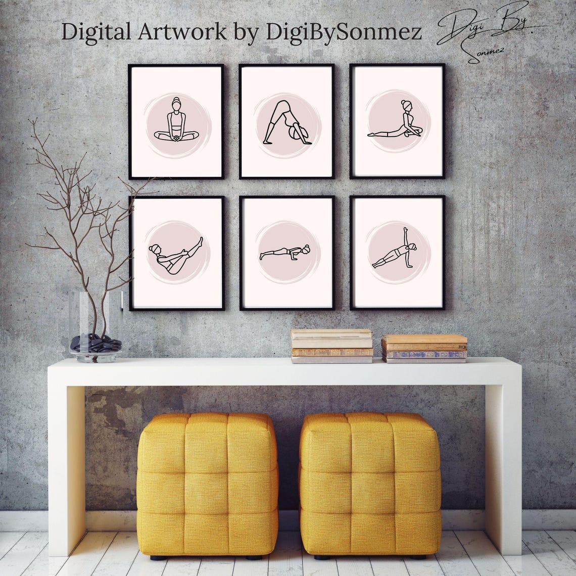 Pilates Printable Wall Art 6 Piece Wall Art Pilates Line Art Set Health ...