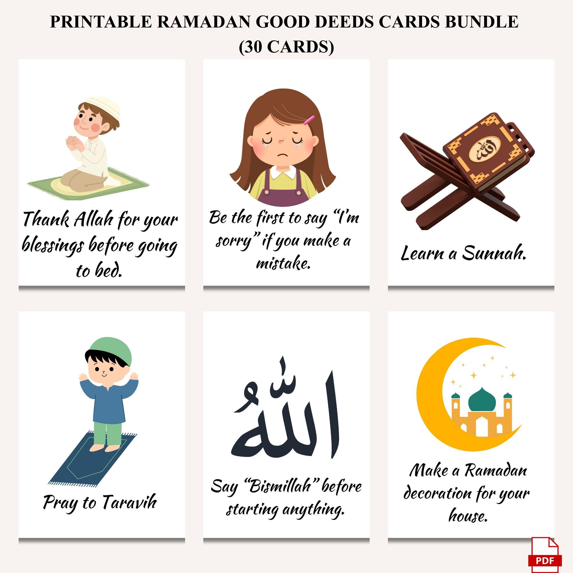 Ramadan Good Deeds Cards for Kids – 30 Printable Islamic Activity ...
