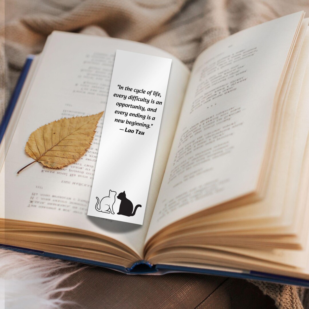Printable Yin Yang Cat Quote Bookmarks: 10-pack for Book Lovers ...