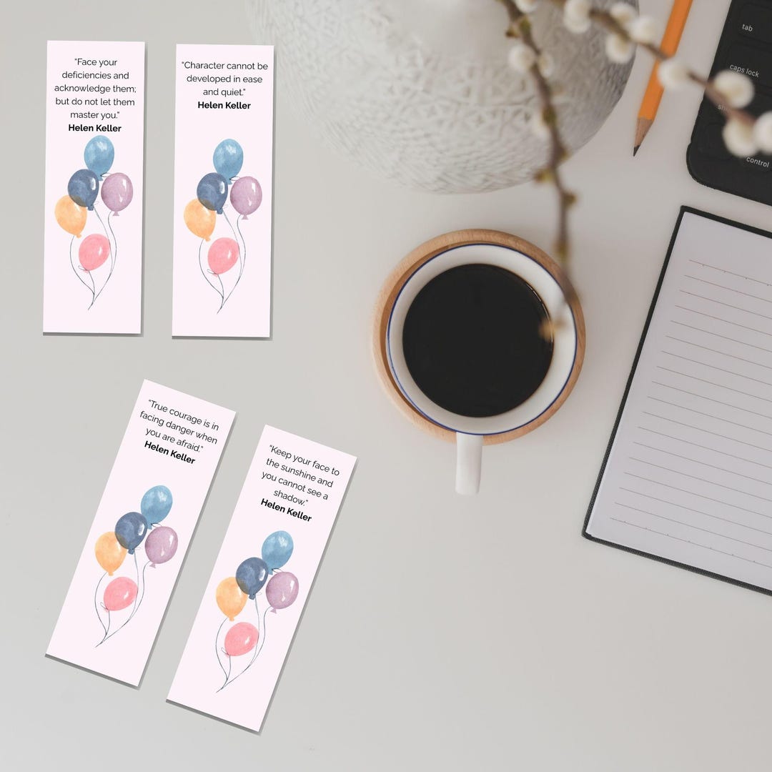 Helen Keller Motivational Quote Bookmarks – Printable Set of 10 With ...