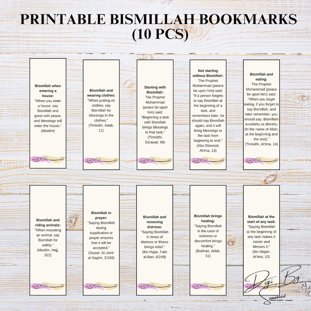 Start With Bismillah – 10 Islamic Bookmarks PDF | Daily Duas From ...