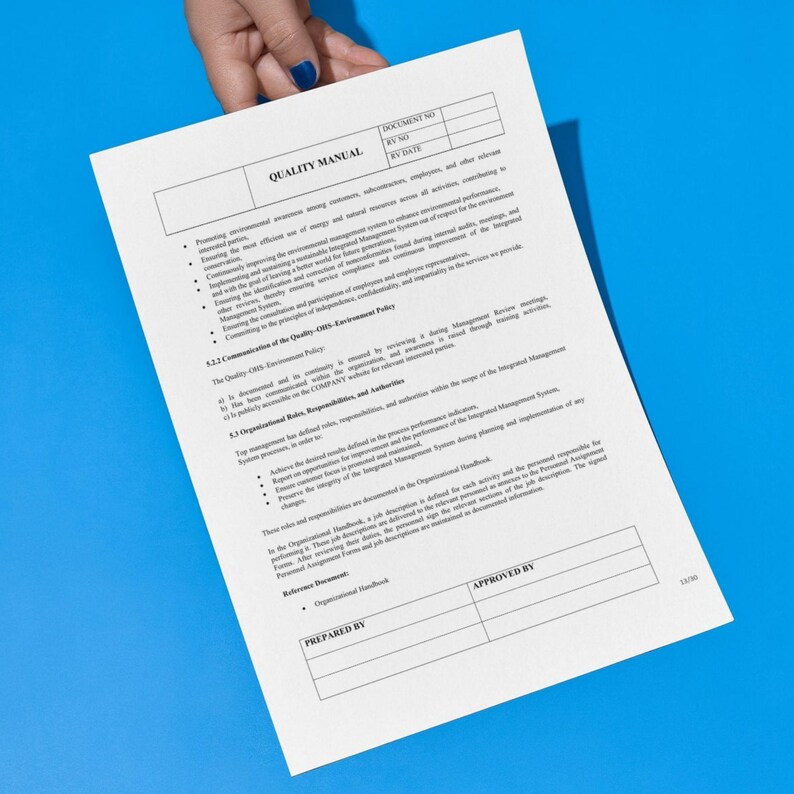 Quality Manual Template | ISO 9001 ISO 14001 ISO 45001 Template ...