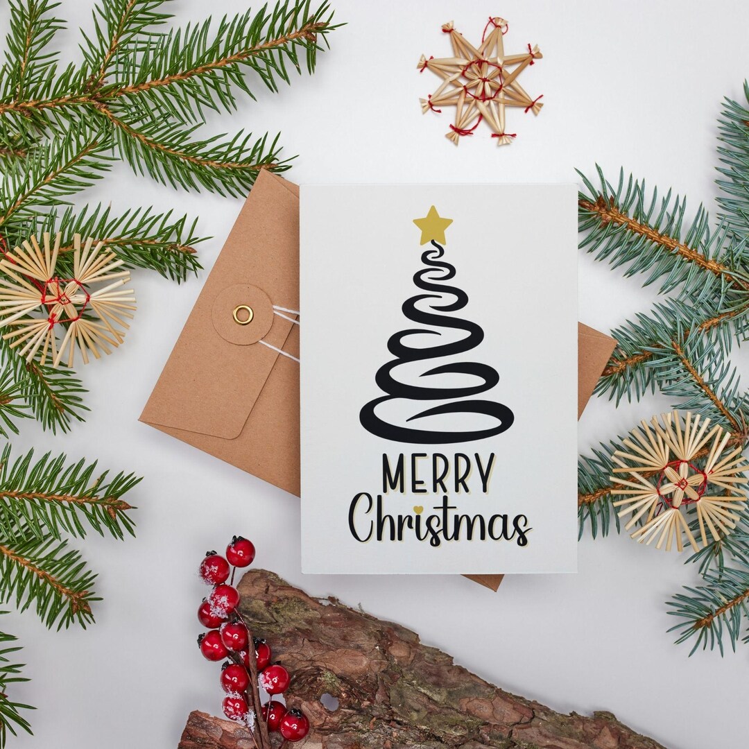 Minimalist Christmas Card Printable – Modern Xmas Tree | Elegant ...