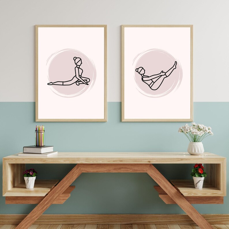Pilates Printable Wall Art 6 Piece Wall Art Pilates Line Art Set Health ...