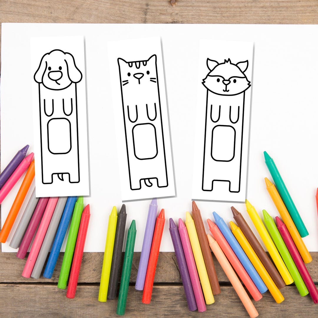 Animal Coloring Bookmarks for Kids - DIY Reading Tracker PDF - Etsy