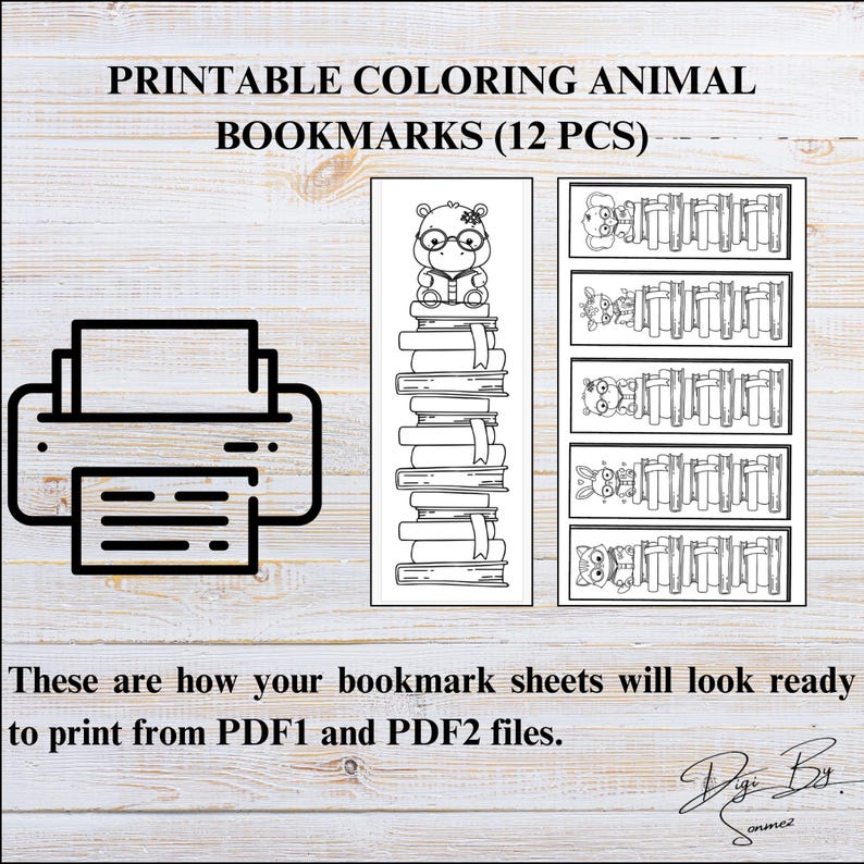 Printable Animal Coloring Bookmarks for Kids – 12 Cute Bookmarks – DIY ...