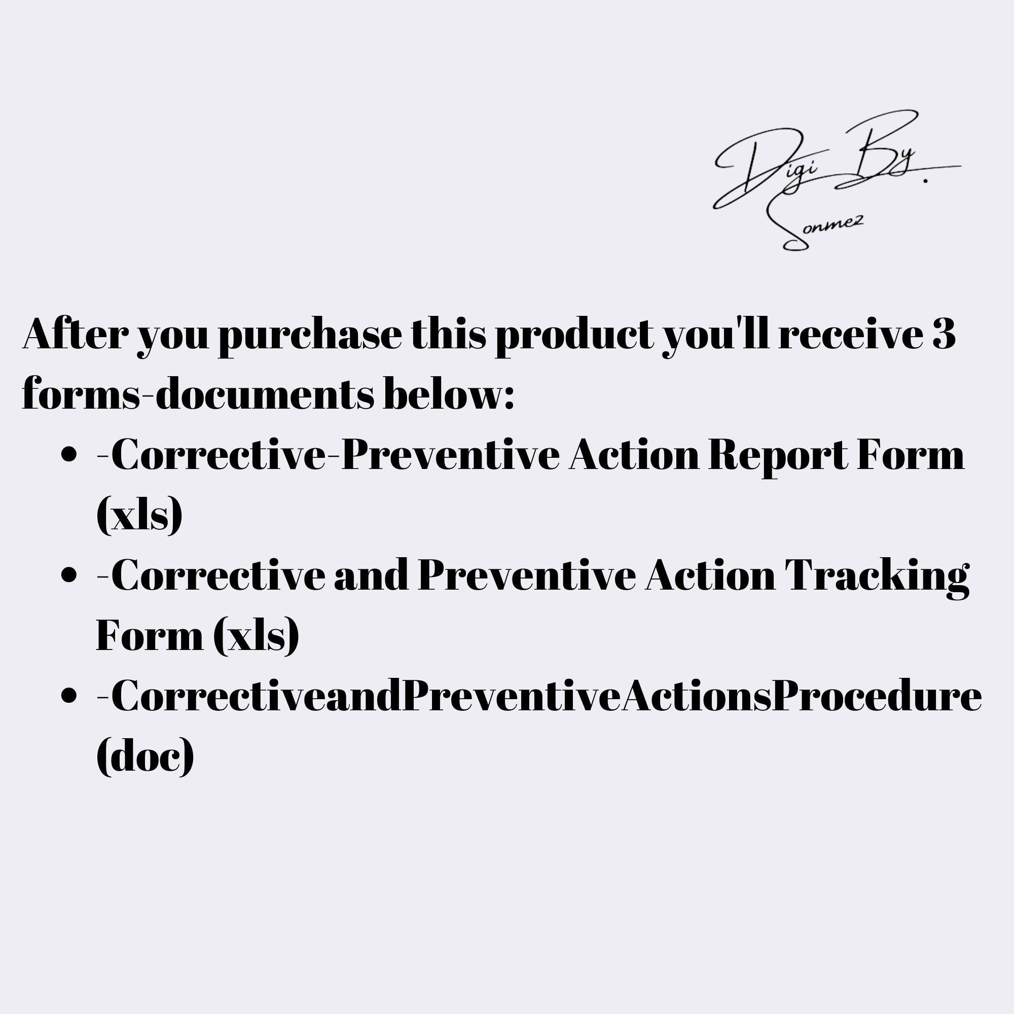 Corrective & Preventive Actions Readiness Form | ISO 9001 CAPA Tracking ...