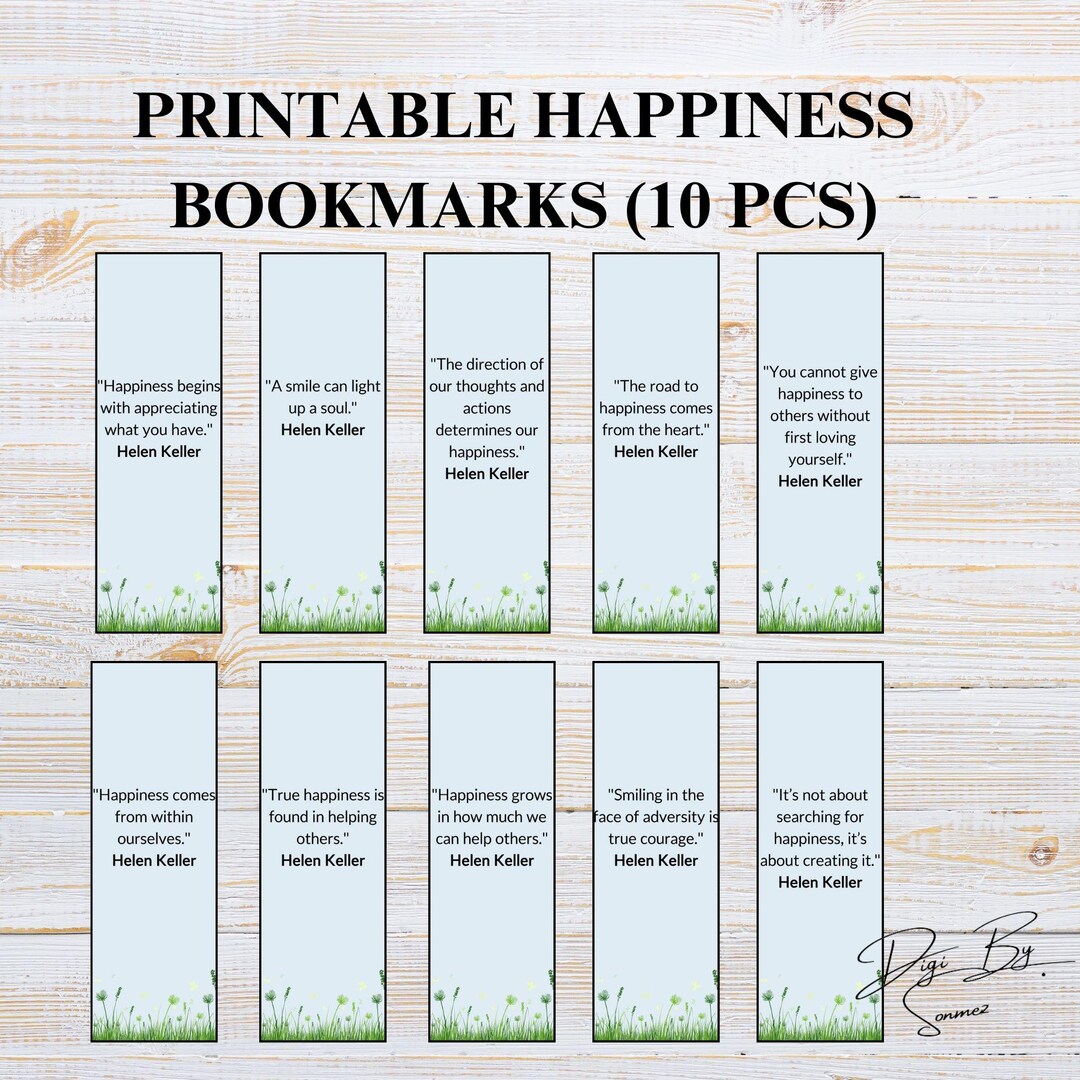 Grow Your Joy Daily – 10 Printable Helen Keller Happiness Bookmarks ...