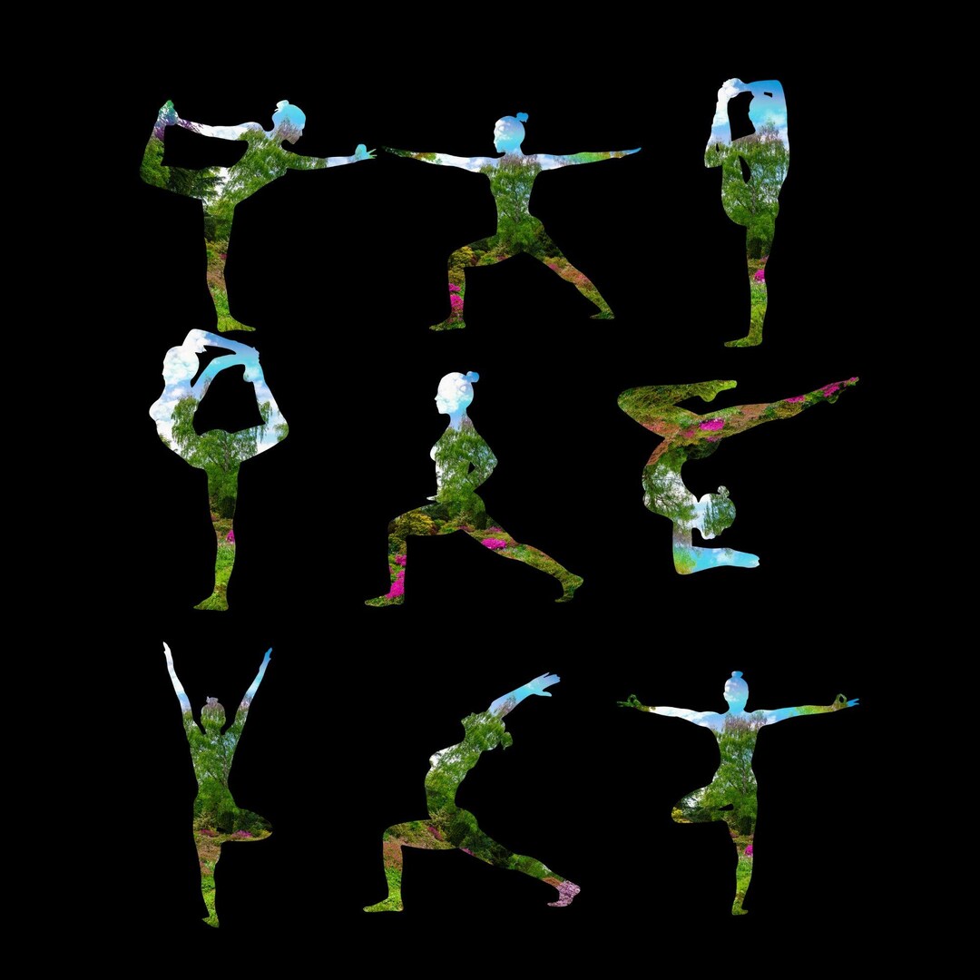 Mindful Yoga Poses Clipart PNG Set - Etsy