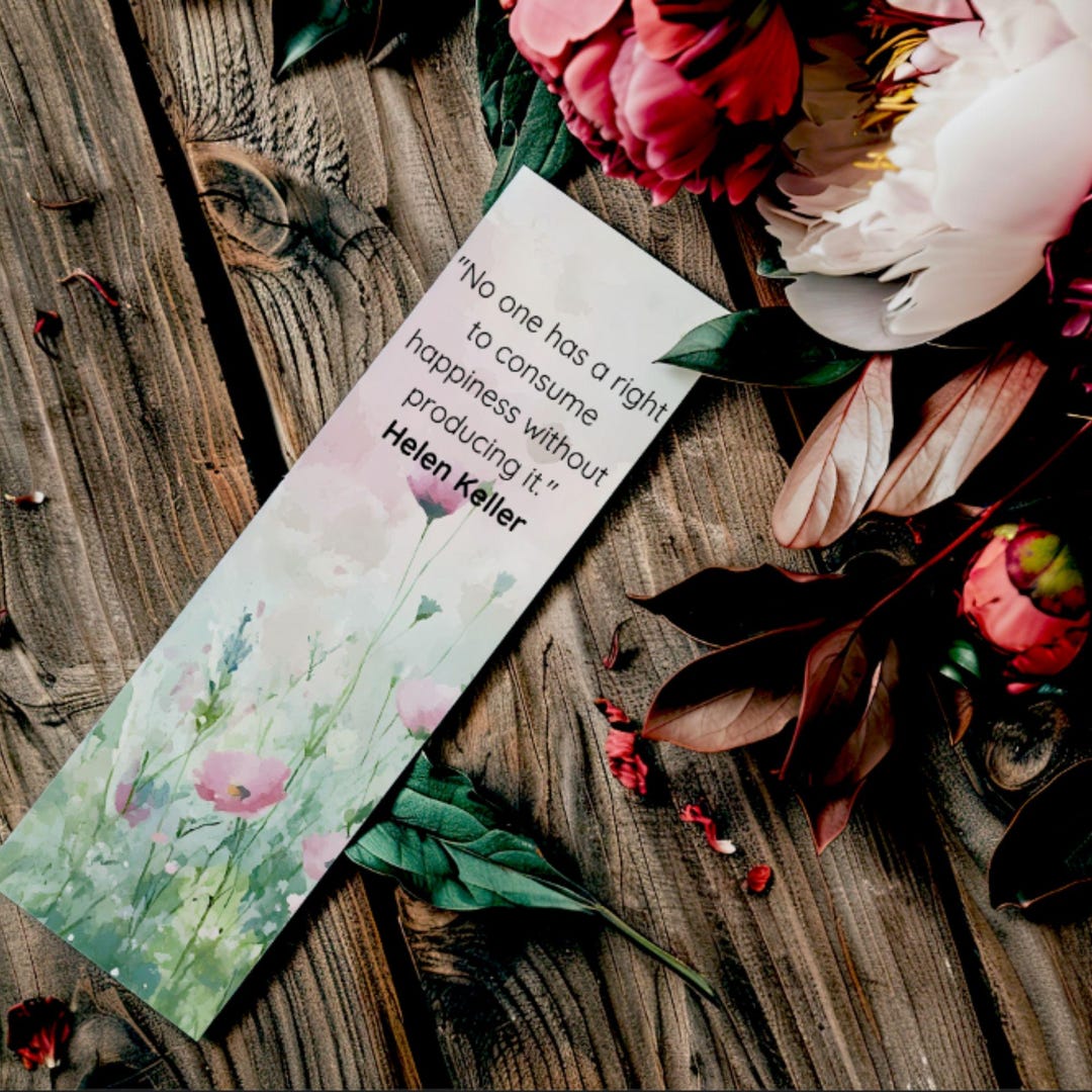 Printable Floral Bookmarks With Helen Keller Quotes for Positivity - Etsy