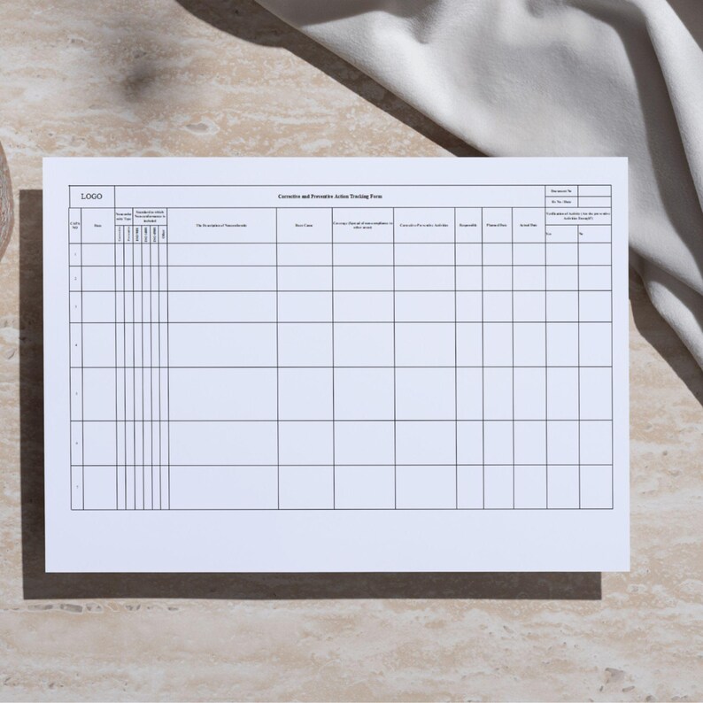 Corrective & Preventive Actions Readiness Form | ISO 9001 CAPA Tracking ...