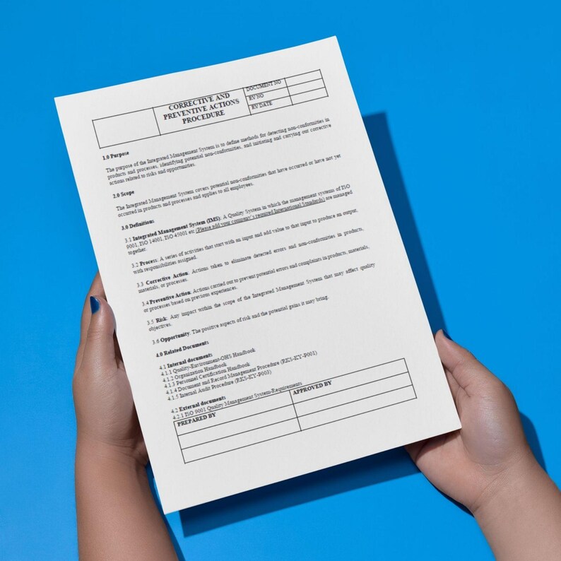 Corrective & Preventive Actions Readiness Form | ISO 9001 CAPA Tracking ...