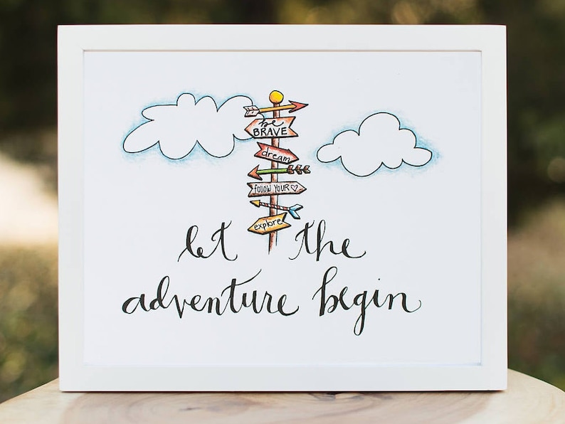 Art Print Let the Adventure Begin // Arrow Signpost - Etsy