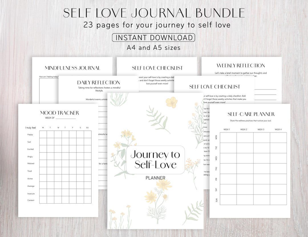 Self Love Printable PDF BUNDLE | Daily Planner & Task Organizer | Mood ...