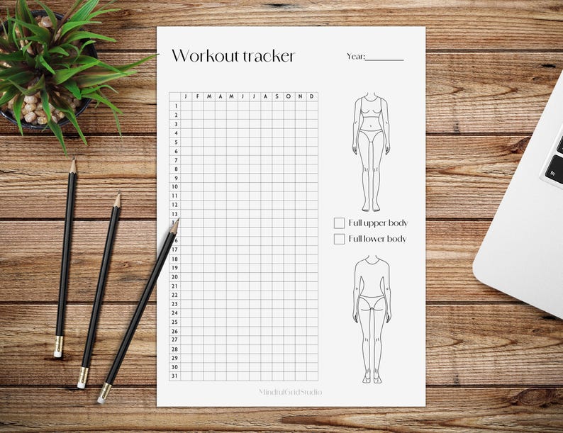 Yearly Workout Tracker Printable, Gym Plan Chart, A Year in Pixels, A4 ...