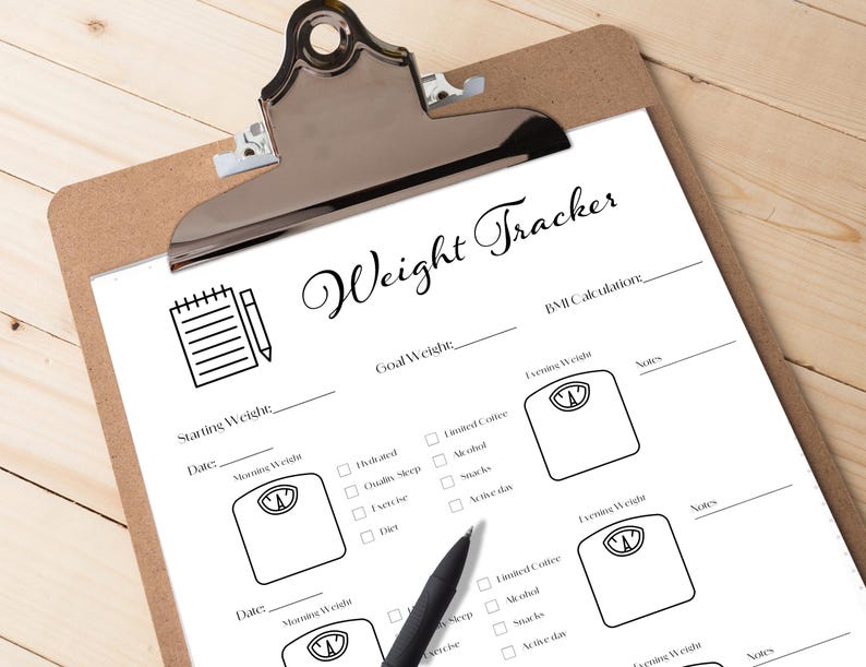 Weight Tracker Printable, Weight Log Template, Weight Loss Planner ...