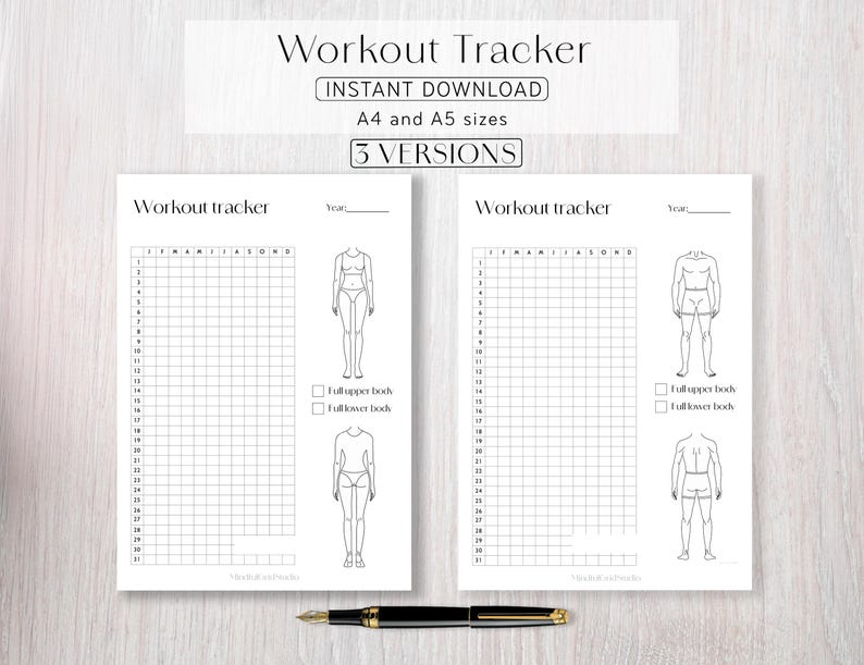 Yearly Workout Tracker Printable, Gym Plan Chart, A Year in Pixels, A4 ...