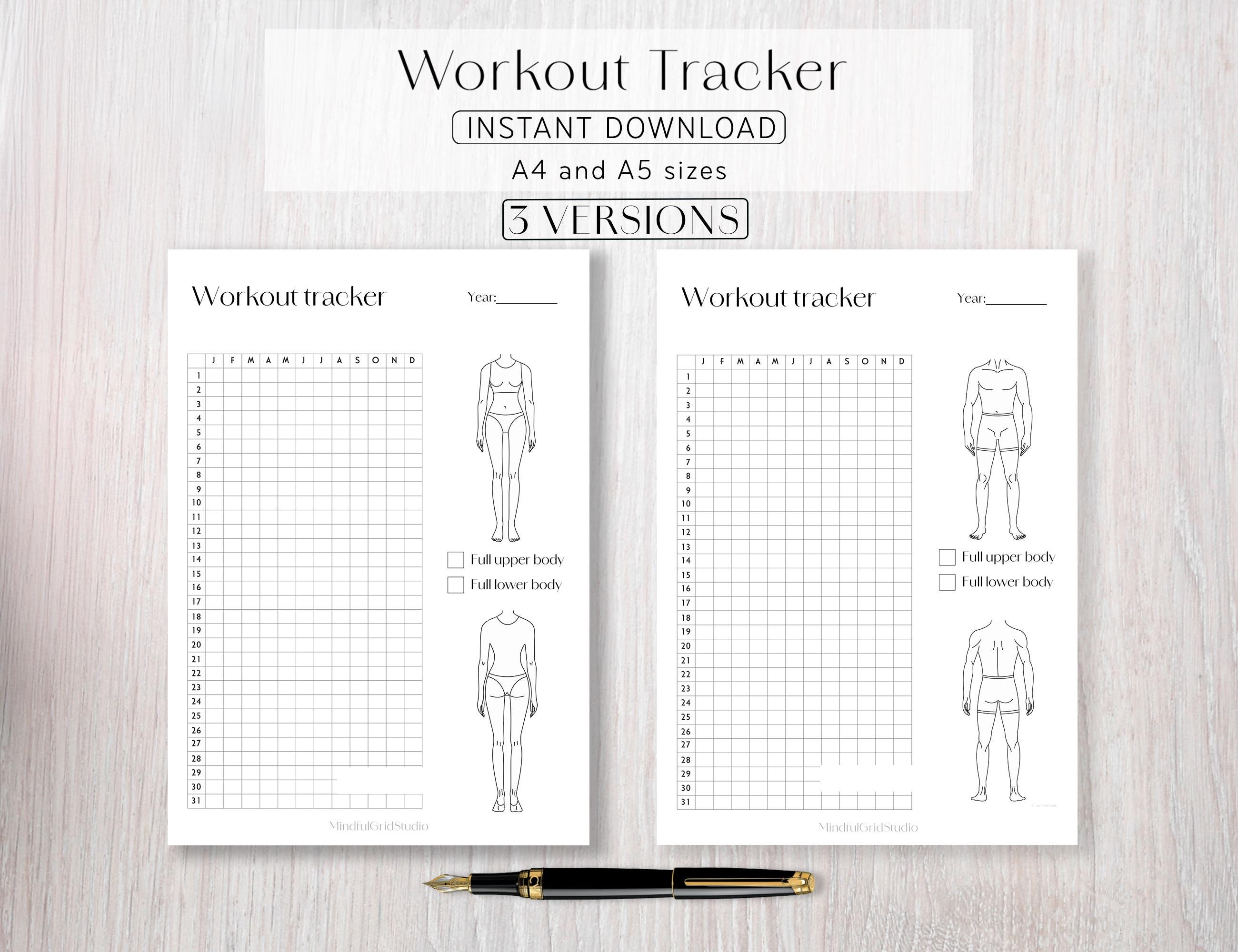Yearly Workout Tracker Printable, Gym Plan Chart, A Year in Pixels, A4 ...