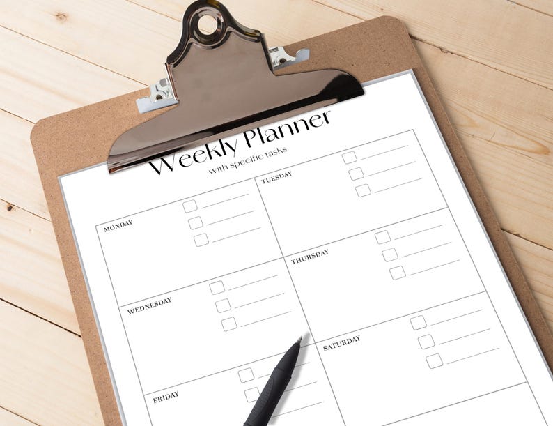 Printable Weekly Planner Vertical, Minimalist Calendar Landscape ...