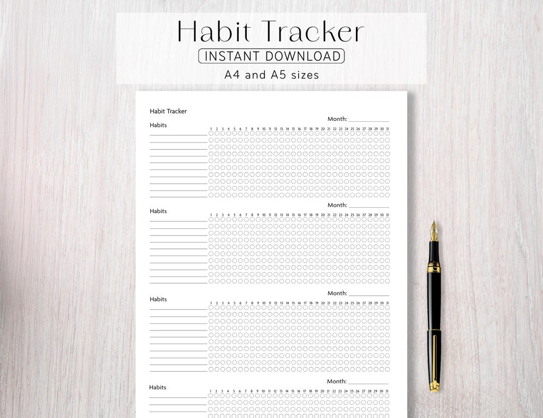 Monthly Habit Tracker, Self-care Plan Chart, Goal Setting Planner ...