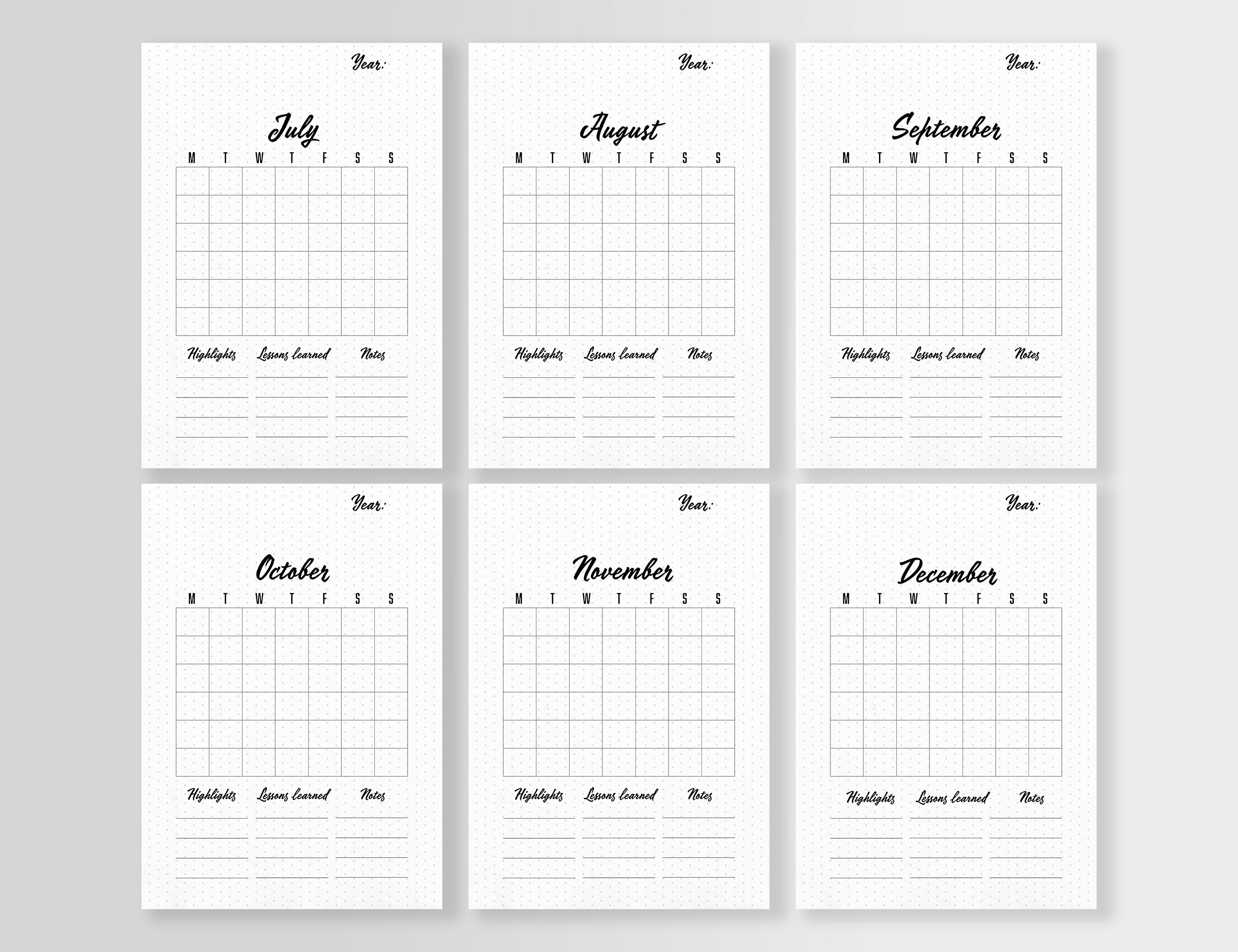 Printable Everlasting Calendar, Minimalist Calendar Vertical, Elegant ...
