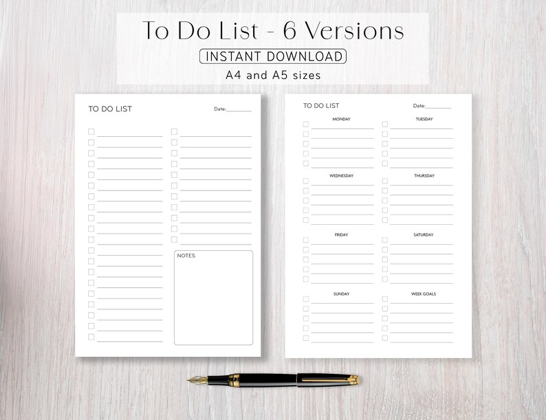 Minimalist To-do List Printable: Daily & Weekly Planner (A4/A5 ...