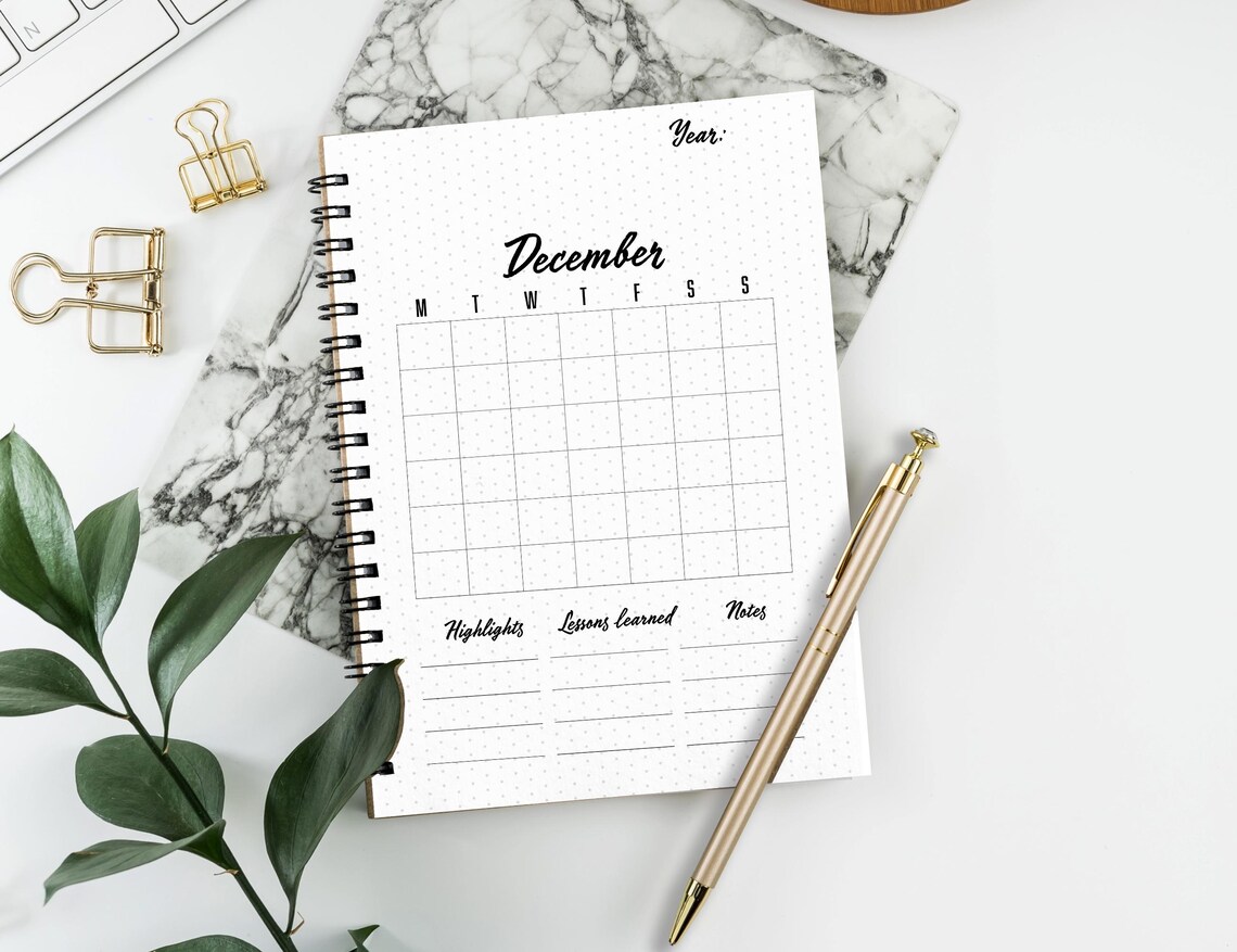 Printable Everlasting Calendar, Minimalist Calendar Vertical, Elegant ...