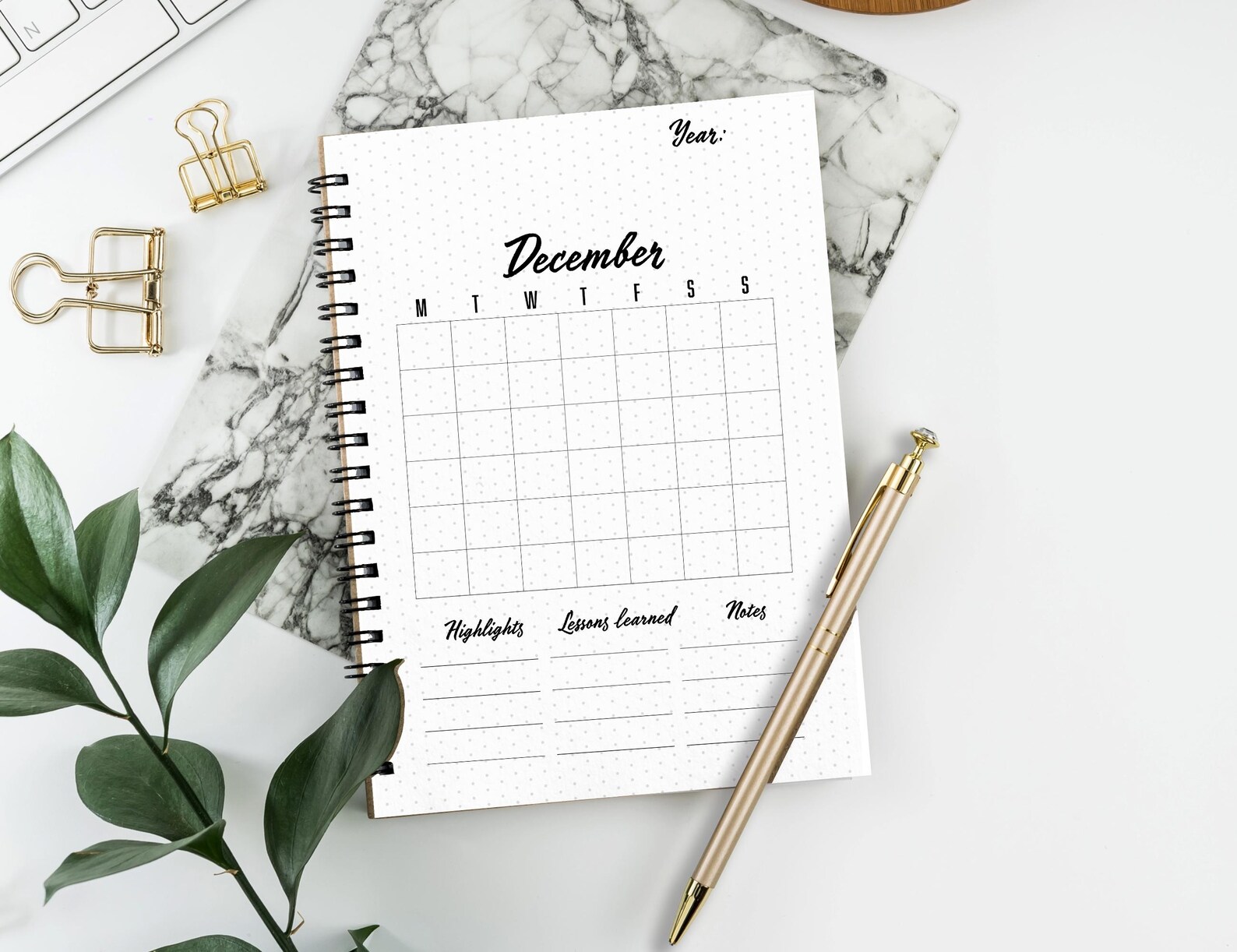 Printable Everlasting Calendar, Minimalist Calendar Vertical, Elegant ...