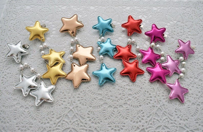 2-way Metallic Star Clips Choose Your Color | Etsy