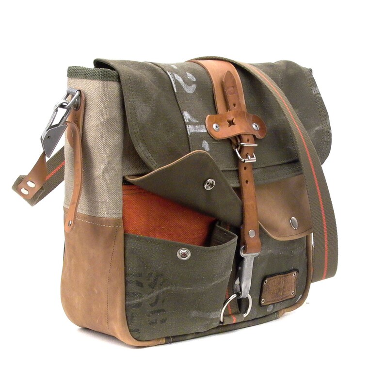 Handmade Upcycled Army Canvas Messenger Bag: German Kitbag Crossbody - Etsy