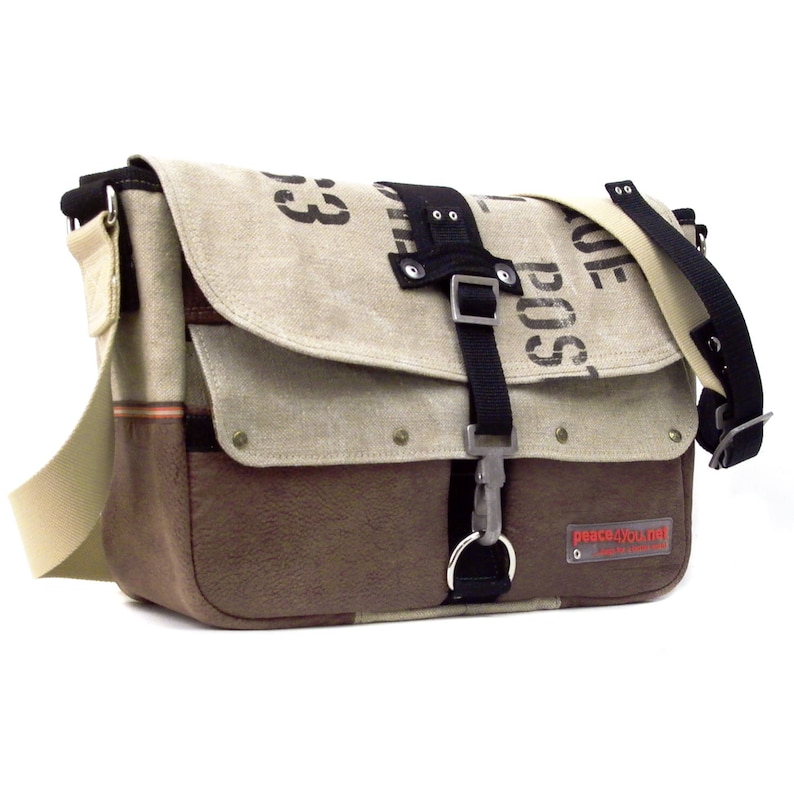 Handmade Upcycled Vegan Messenger Bag: Belgian Military Postbag ...