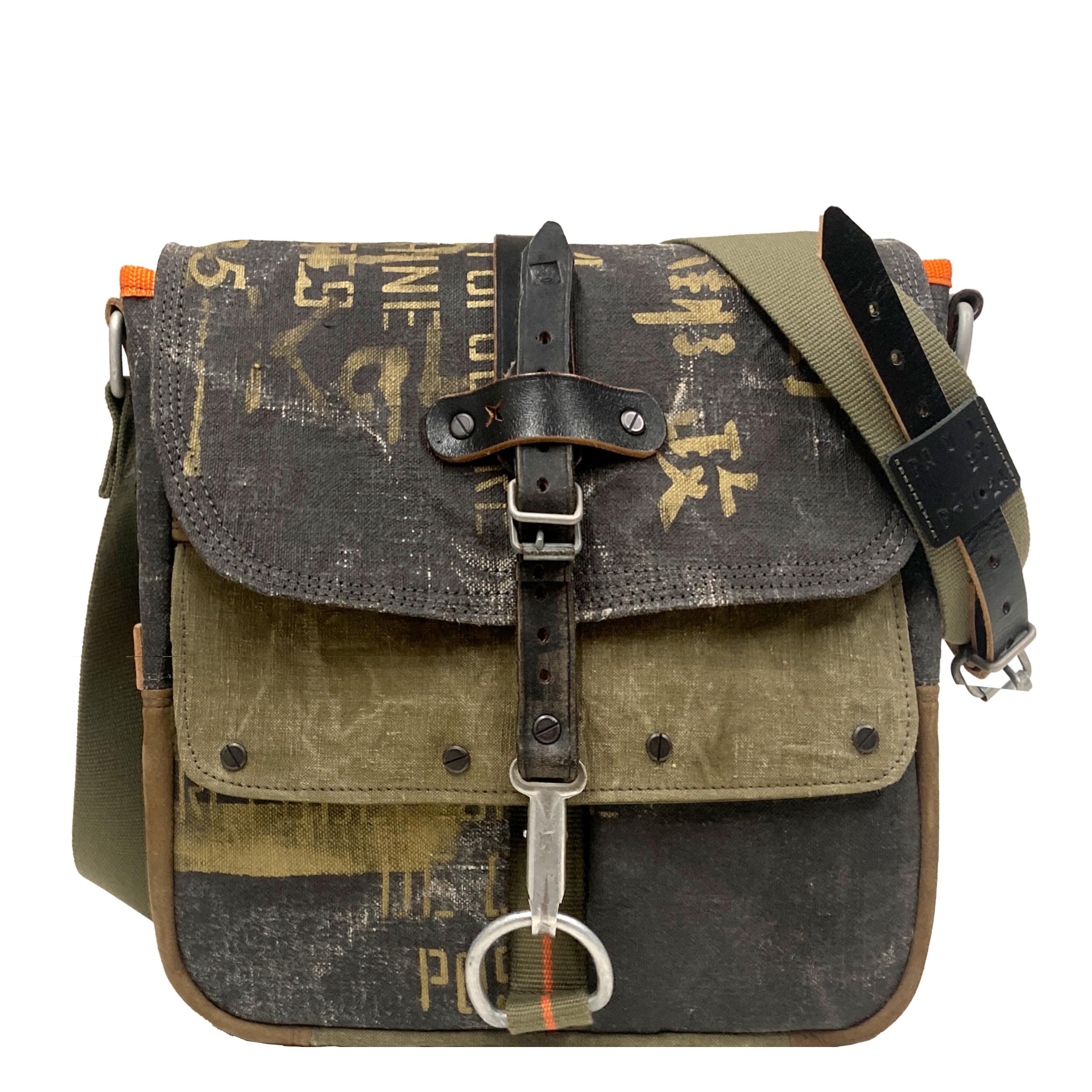 Upcycled Canvas Messenger Bag: Distressed Military Postbag, Recycled ...