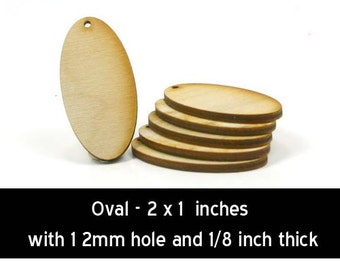 Unfinished Wood Oval 2 inches tall by 1 inch wide and 1/8 | Etsy