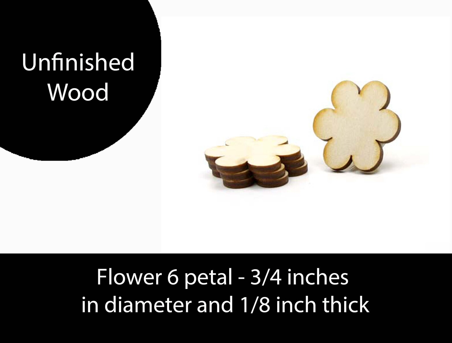 Unfinished Wood Flower 3/4 Inches in Diameter and 1/8 Inch - Etsy