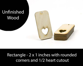 Unfinished Wood Rectangle 2 Inches Tall by 1 Inch Wide and | Etsy