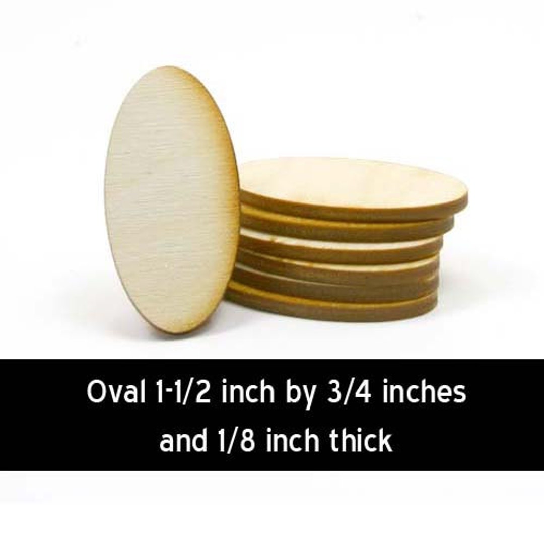 Unfinished Wood Oval 1-1/2 Inches Tall by 3/4 Inches Wide - Etsy