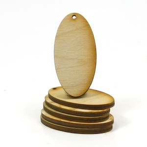Unfinished Wood Oval - 2 Inches Tall by 1 Inch Wide and 1/8 Inch With 1 ...